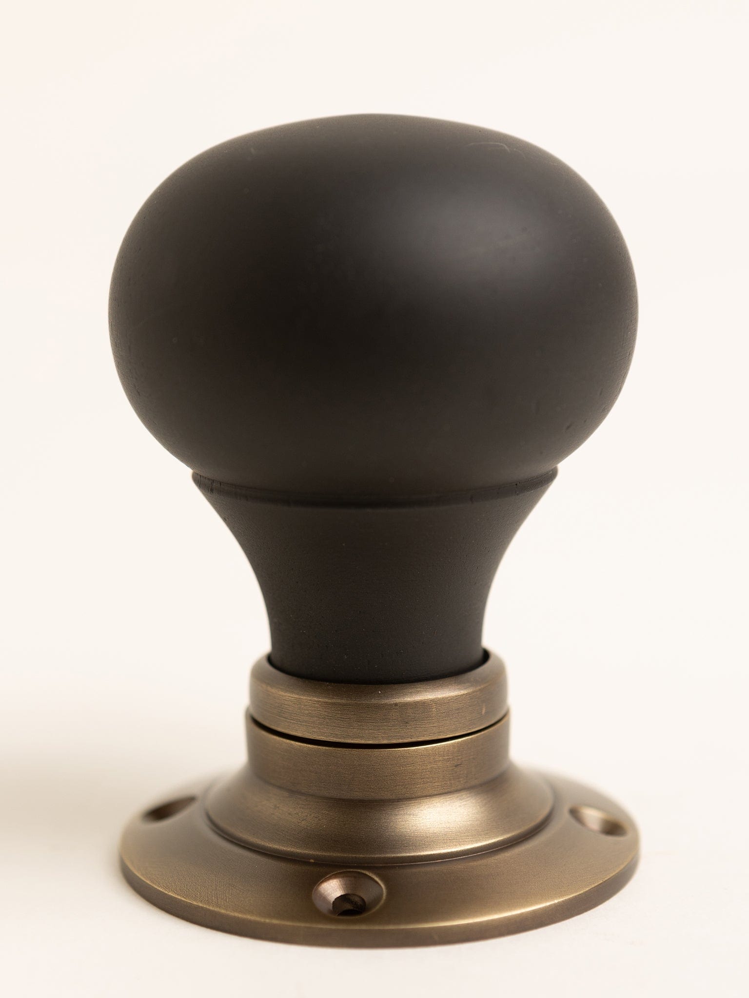 Plain Door Knobs - Ebonised & Antique Brass (Pair)