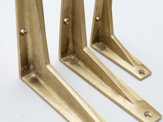 Satin Brass Shelf Brackets - Heavy Duty Solid Brass