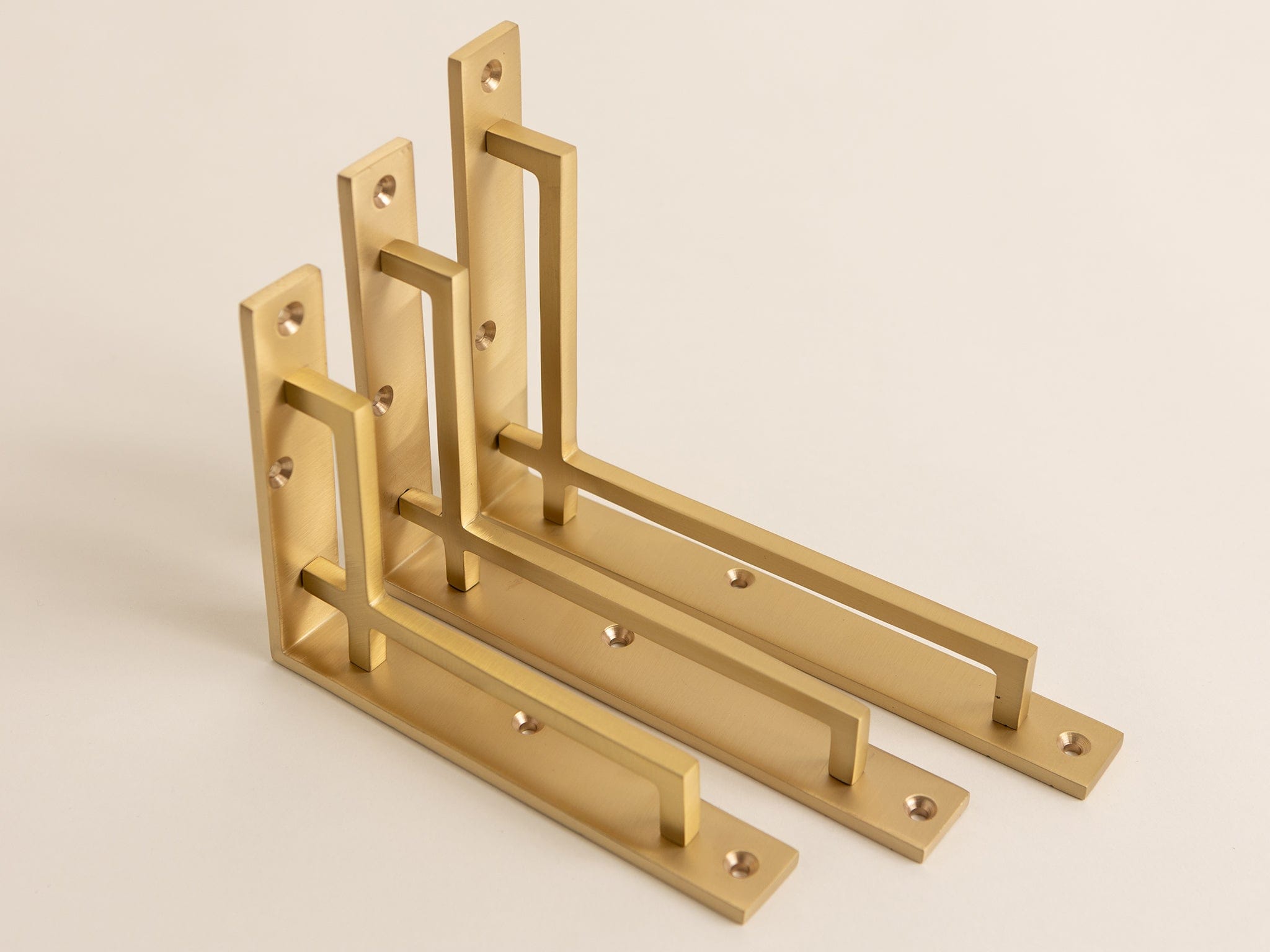 Shop Stylish Satin Brass Art Deco Shelf Brackets | Brass Bee