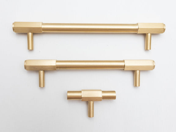 Buy Solid Satin Brass Knurled Pull Handles & Knobs | Brass Bee
