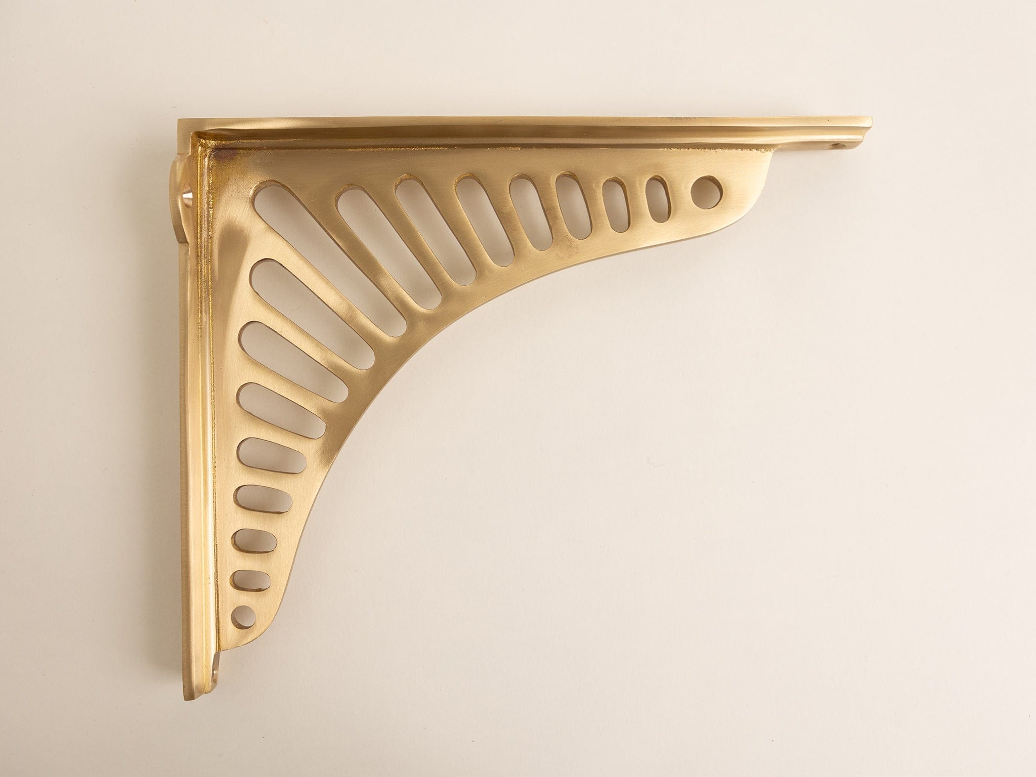 Satin Brass Sunrise Shelf Brackets - Heavy Duty Solid Brass