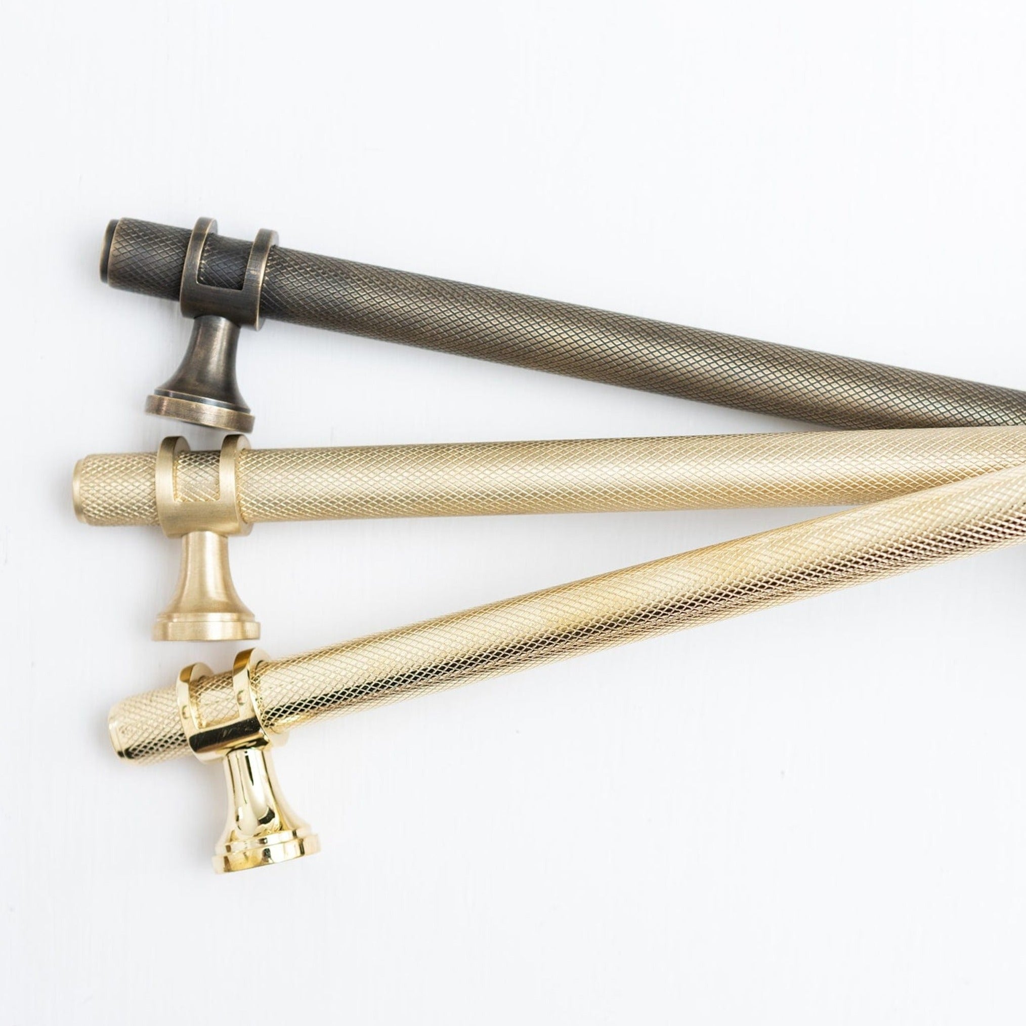 Buy Solid Satin Brass Knurled Pull Handles & Knobs