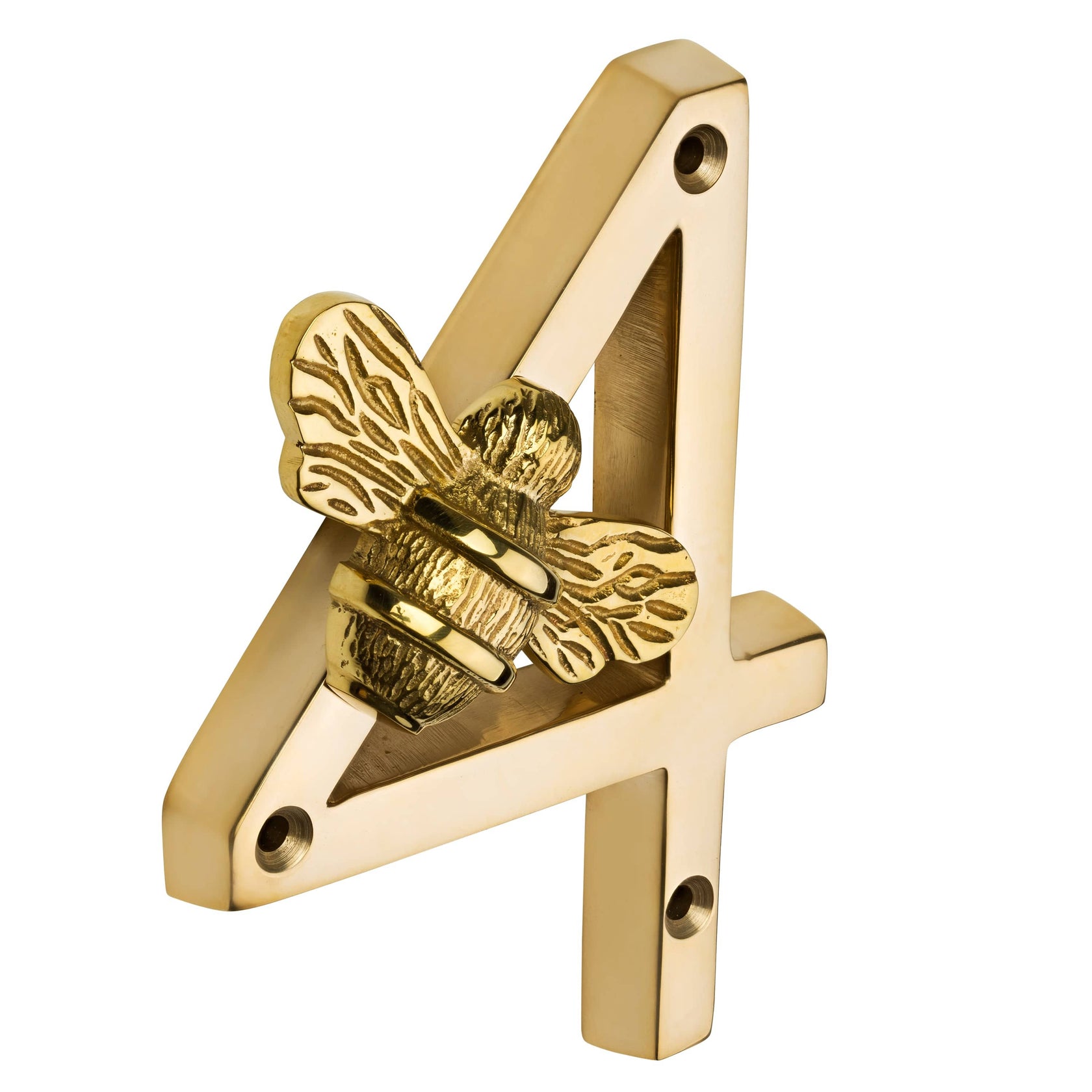 Brass bee Premium House Numbers with Bee in Brass Finish 0-9 - 4 Inch