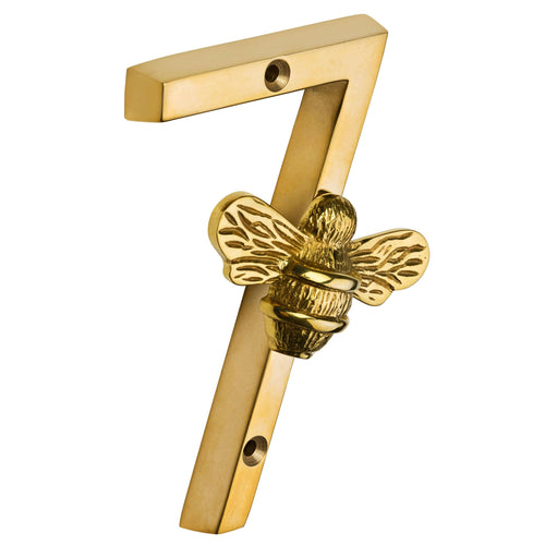 Brass bee Premium House Numbers with Bee in Brass Finish 0-9 - 4 Inch