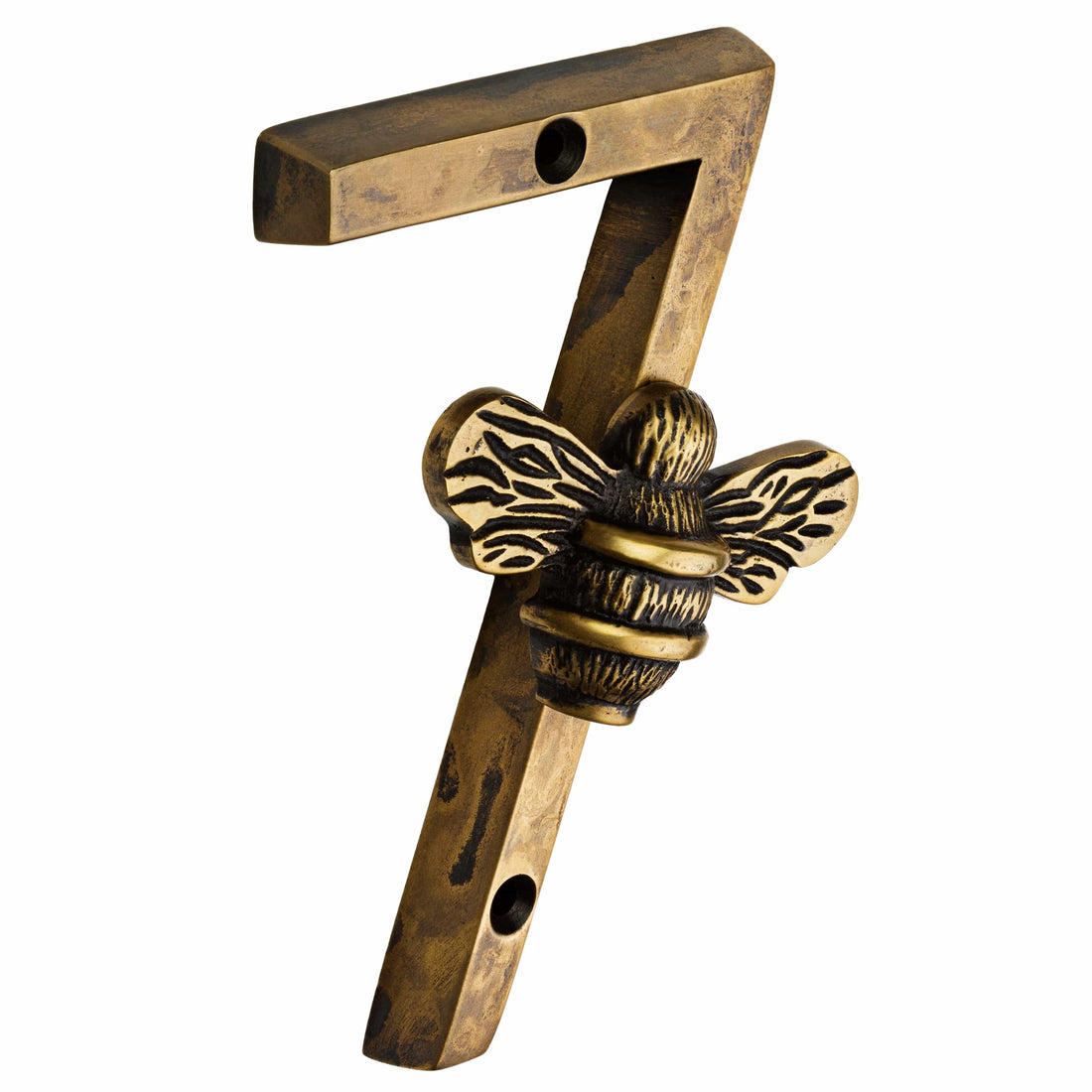 Brass bee Premium House Numbers with Bee in Heritage Finish 0-9 - 4 In