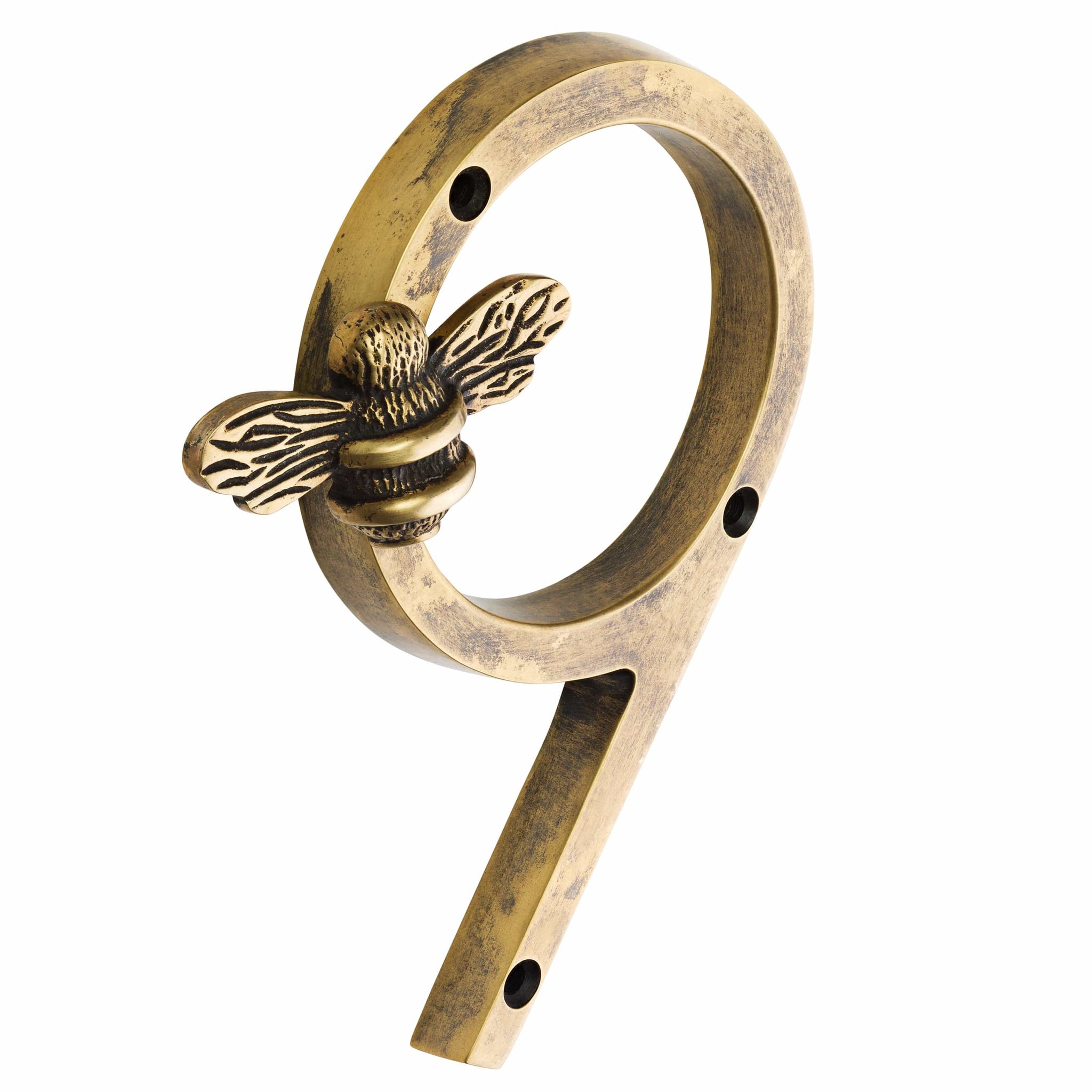 Brass bee Premium House Numbers with Bee in Heritage Finish 0-9 - 5 In